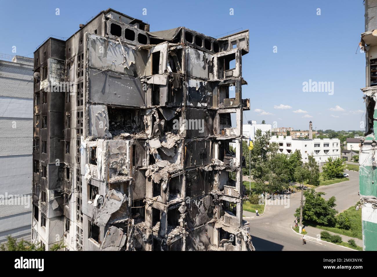 War in Ukraine - destroyed building in Borodyanka, Bucha district Stock ...