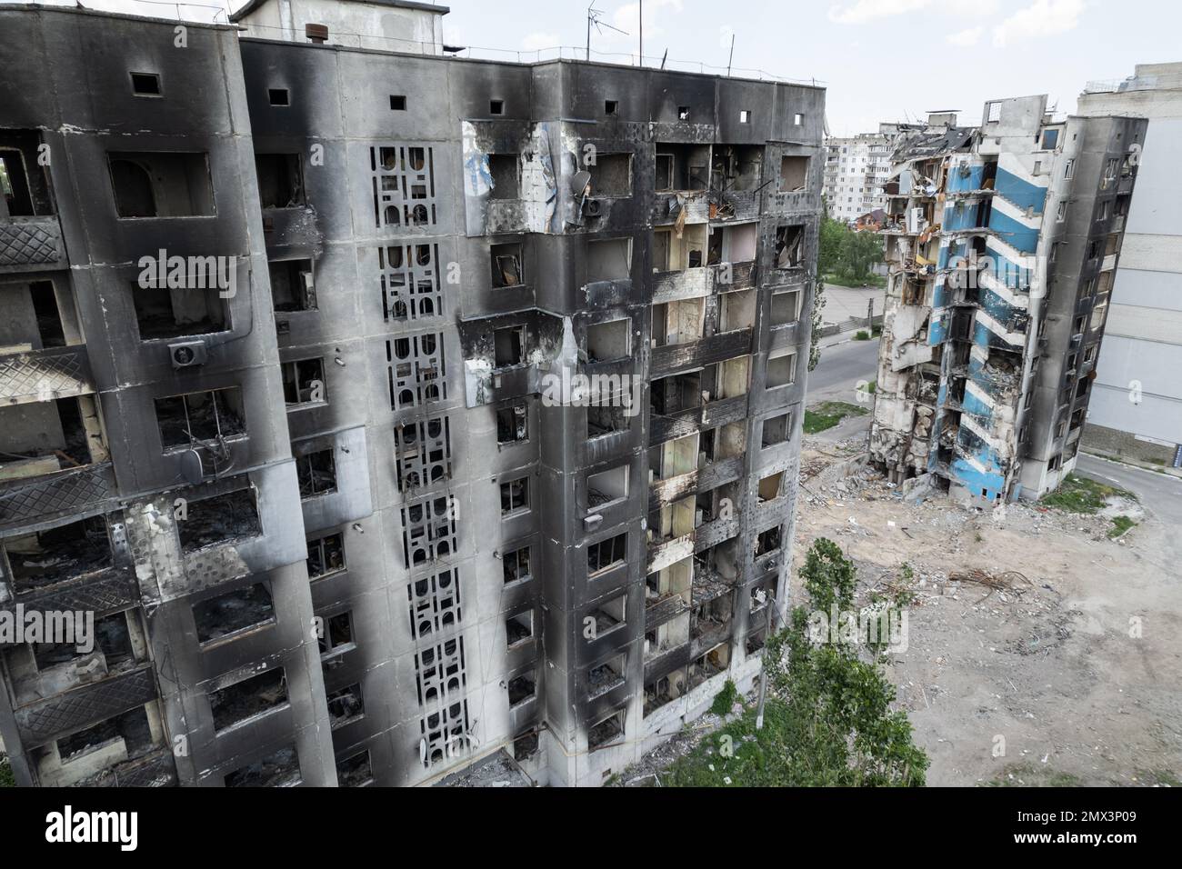 War in Ukraine - destroyed building in Borodyanka, Bucha district Stock ...