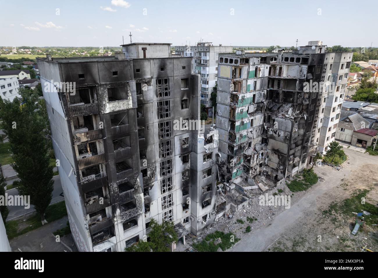 War in Ukraine - destroyed building in Borodyanka, Bucha district Stock ...