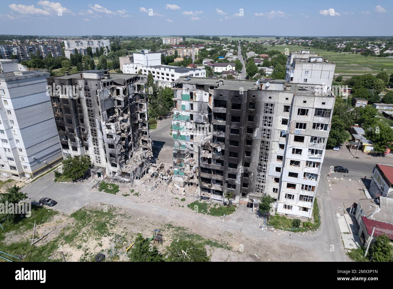 Borodyanka, Ukraine - a destroyed building during the war, Bucha ...