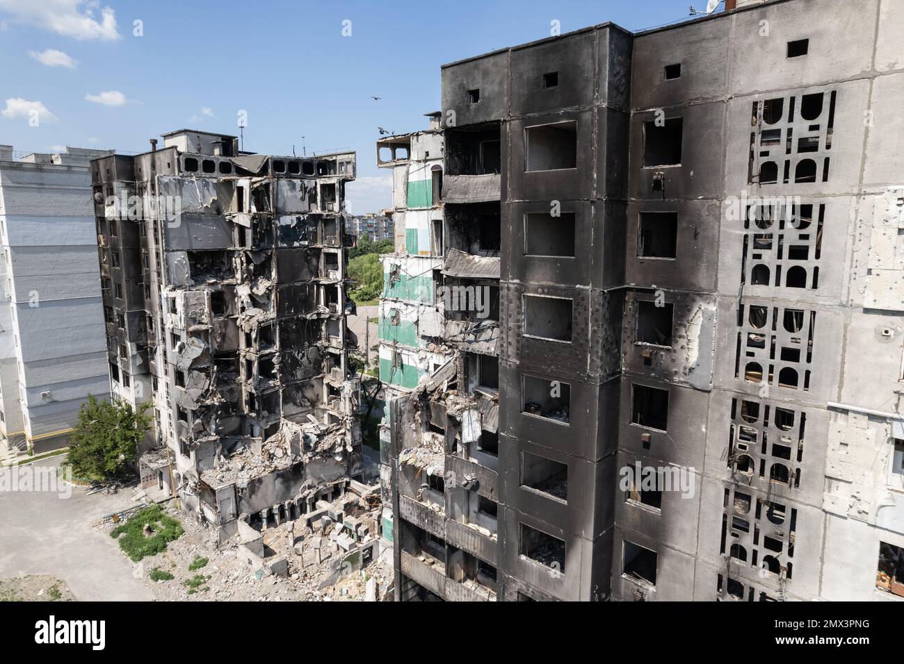 War in Ukraine - destroyed building in Borodyanka, Bucha district Stock ...