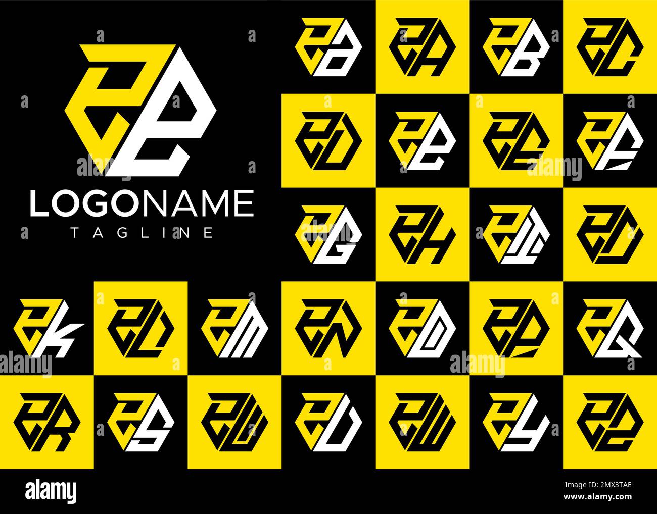 Set of hexagon E letter logo design. Modern letter E logo template bundle Stock Vector Image ...