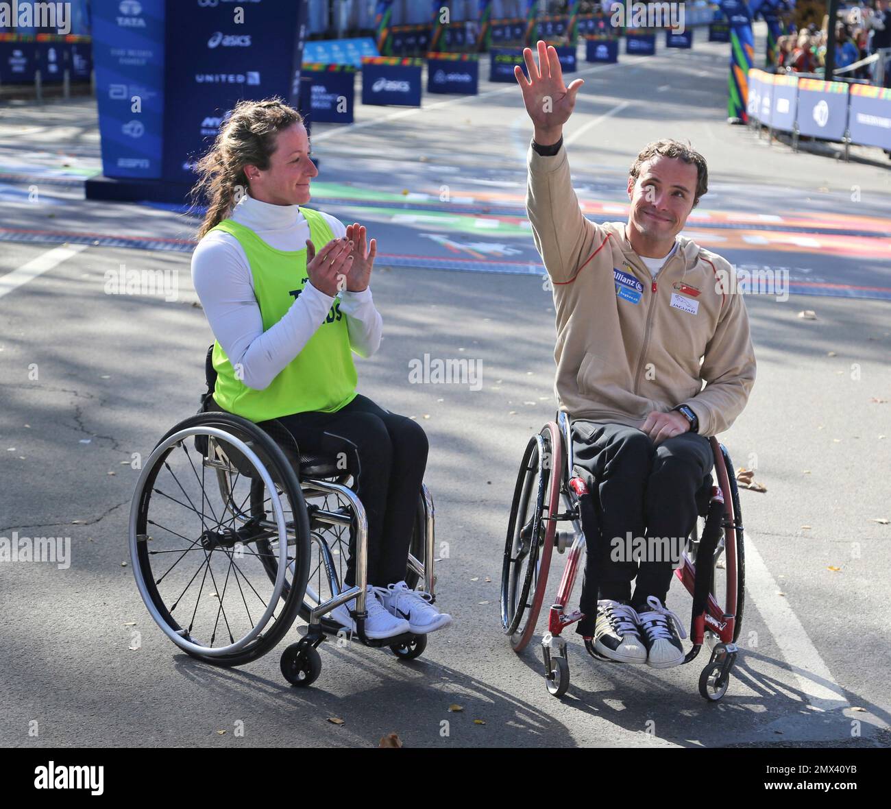Marcel Hug of Switzerland, right, and Tatyana McFadden of the United ...