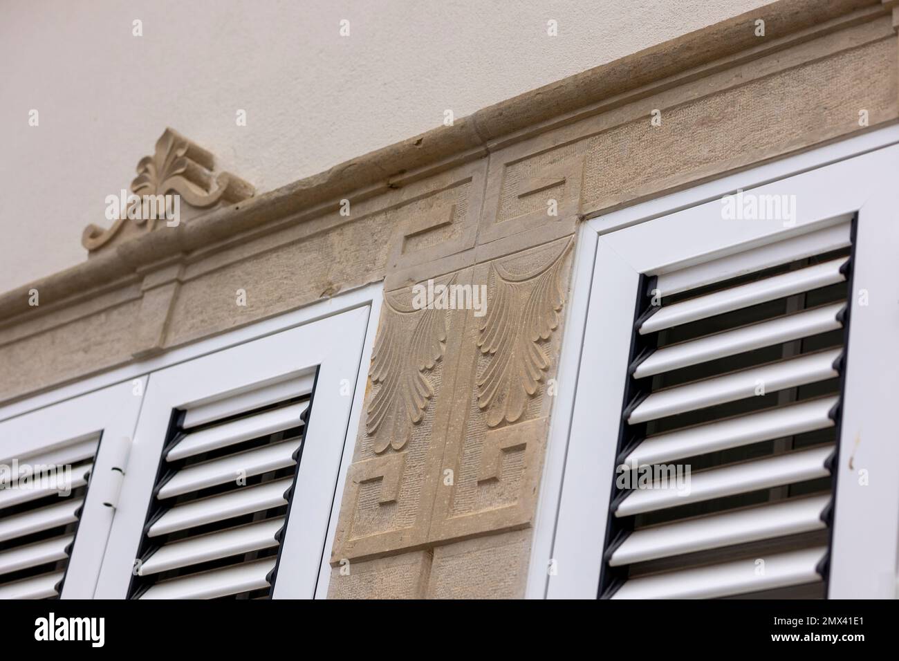 Close view of beautiful details of typical windows and azulejo tiles ...