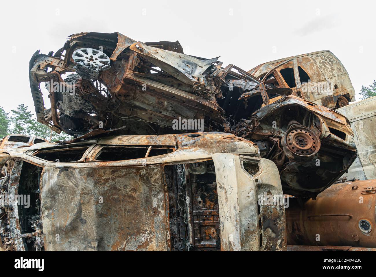 Irpin, Bucha district, Ukraine - war-destroyed cars Stock Photo - Alamy