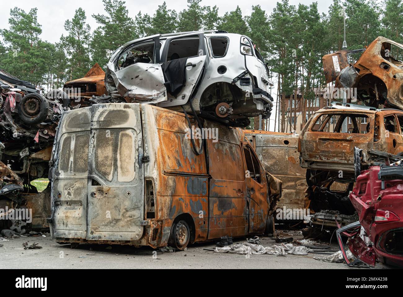 Irpin, Bucha district, Ukraine - war-destroyed cars Stock Photo - Alamy