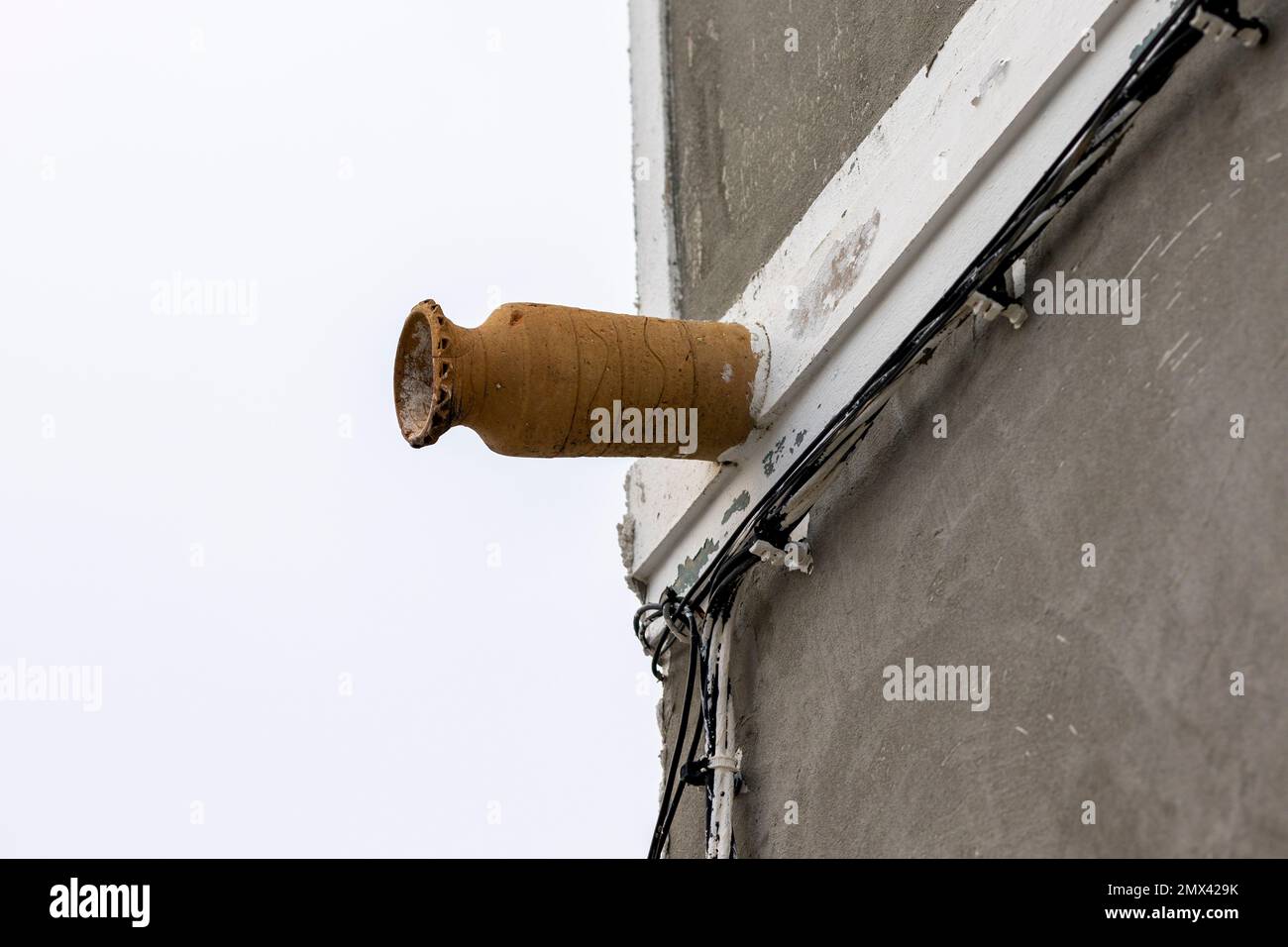 Traditional water drainage system on house made of ceramic Stock Photo ...
