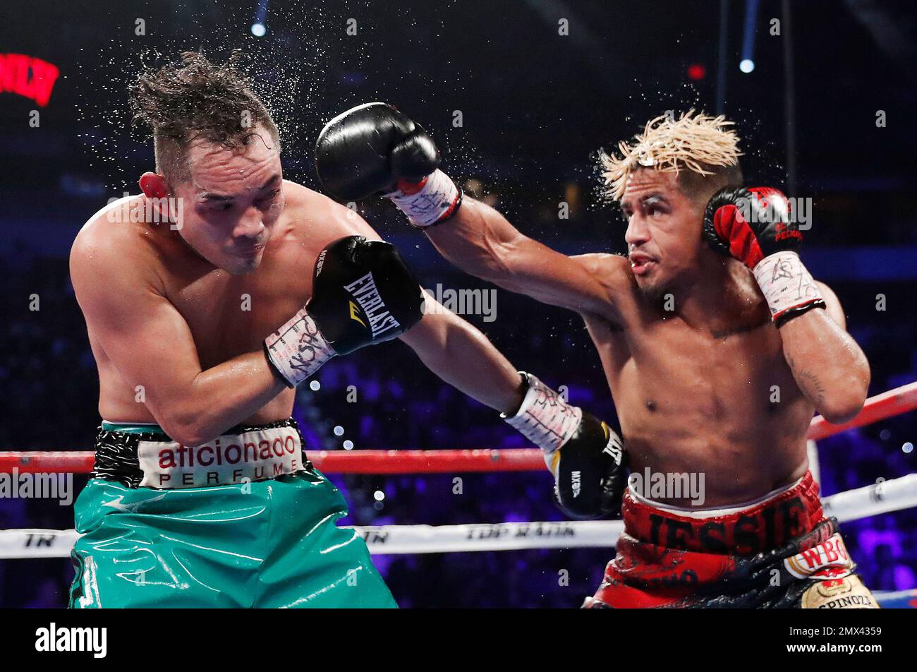 Jessie Magdaleno hits Nonito Donaire, of the Philippines, during their ...