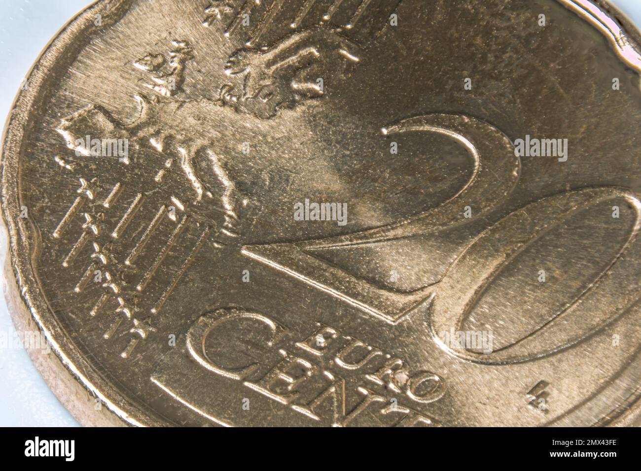 Macro partial image of a 20 cent euro coin. Image filling, with high ...