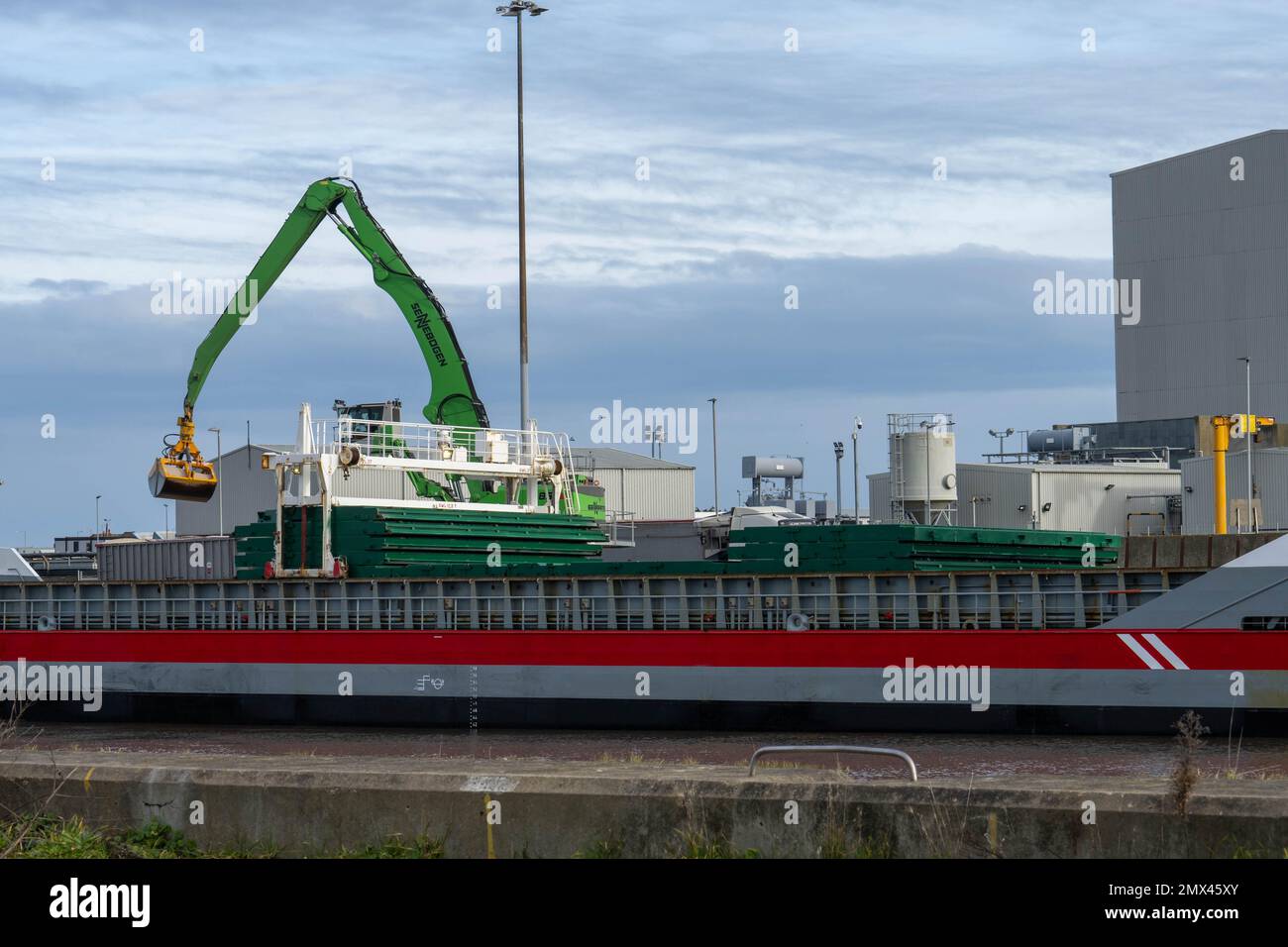 Unloading grain cargo from a ship named Hydra in harbour Stock Photo ...
