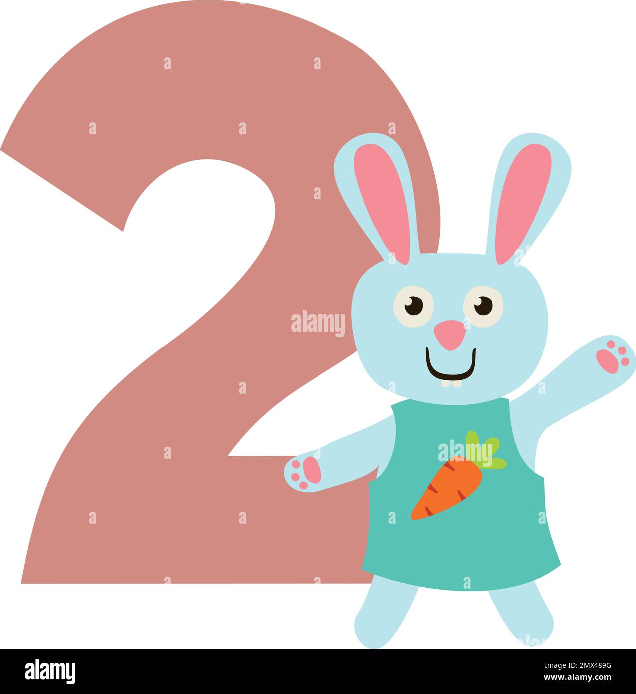 Two years birthday. Cute bunny with age number Stock Vector Image & Art ...