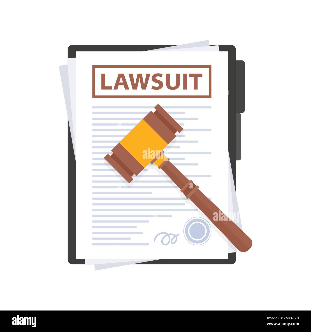Lawsuit Court Documents. Wooden hammer icon. Vector illustration Stock ...