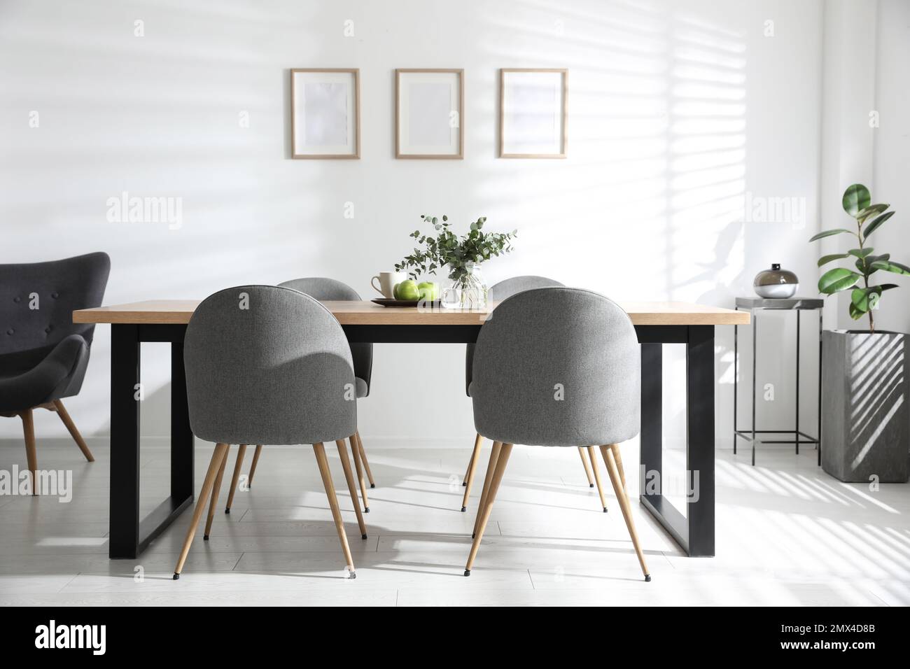 Stylish room interior with table and chairs. Idea for design Stock ...