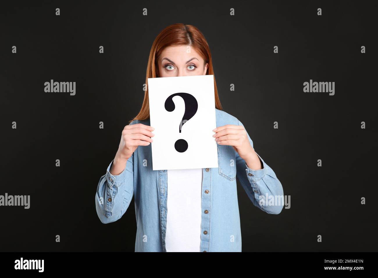 Anonymous woman question mark hi-res stock photography and images - Alamy