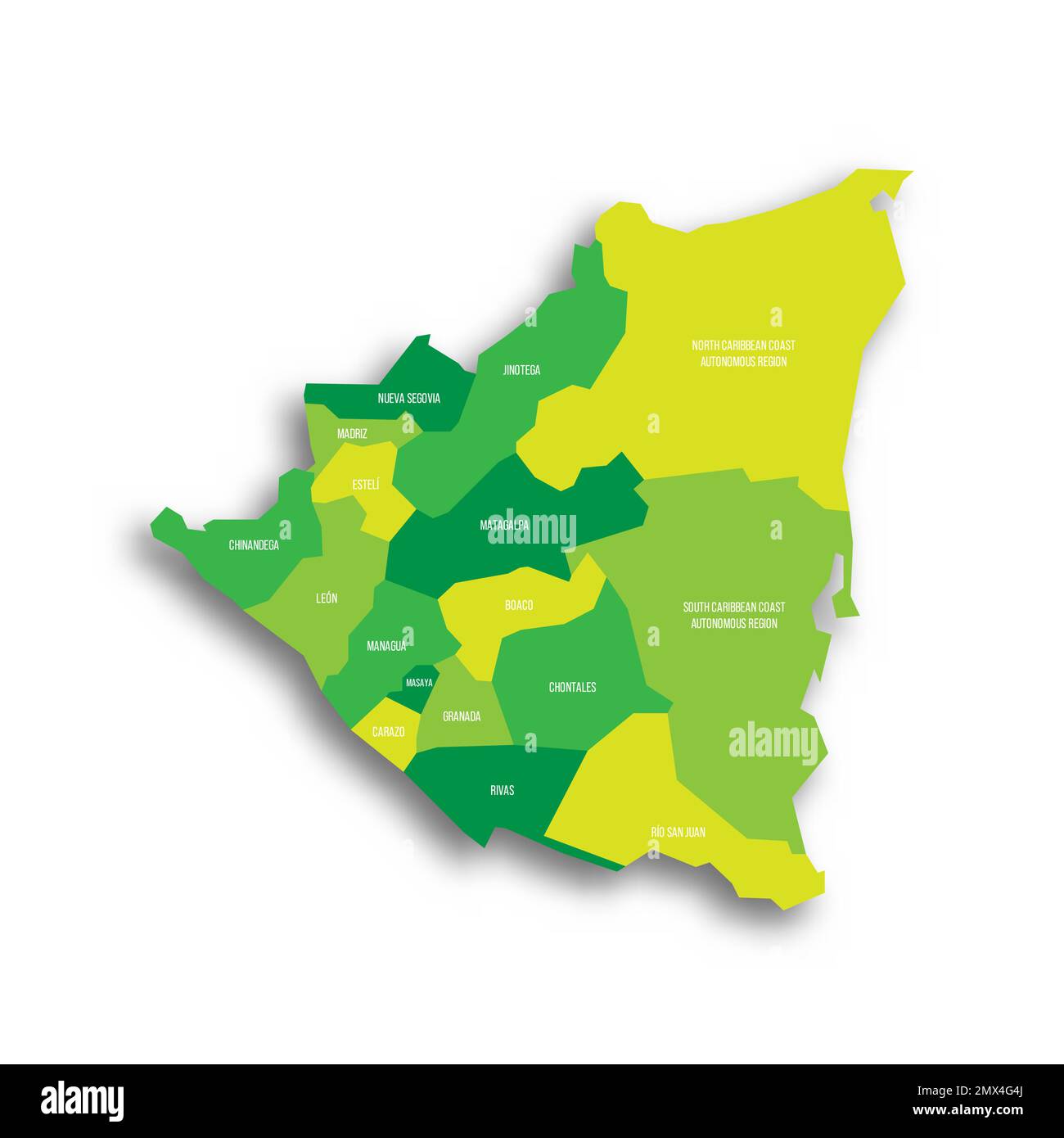 Nicaragua political map of administrative divisions Stock Vector Image ...
