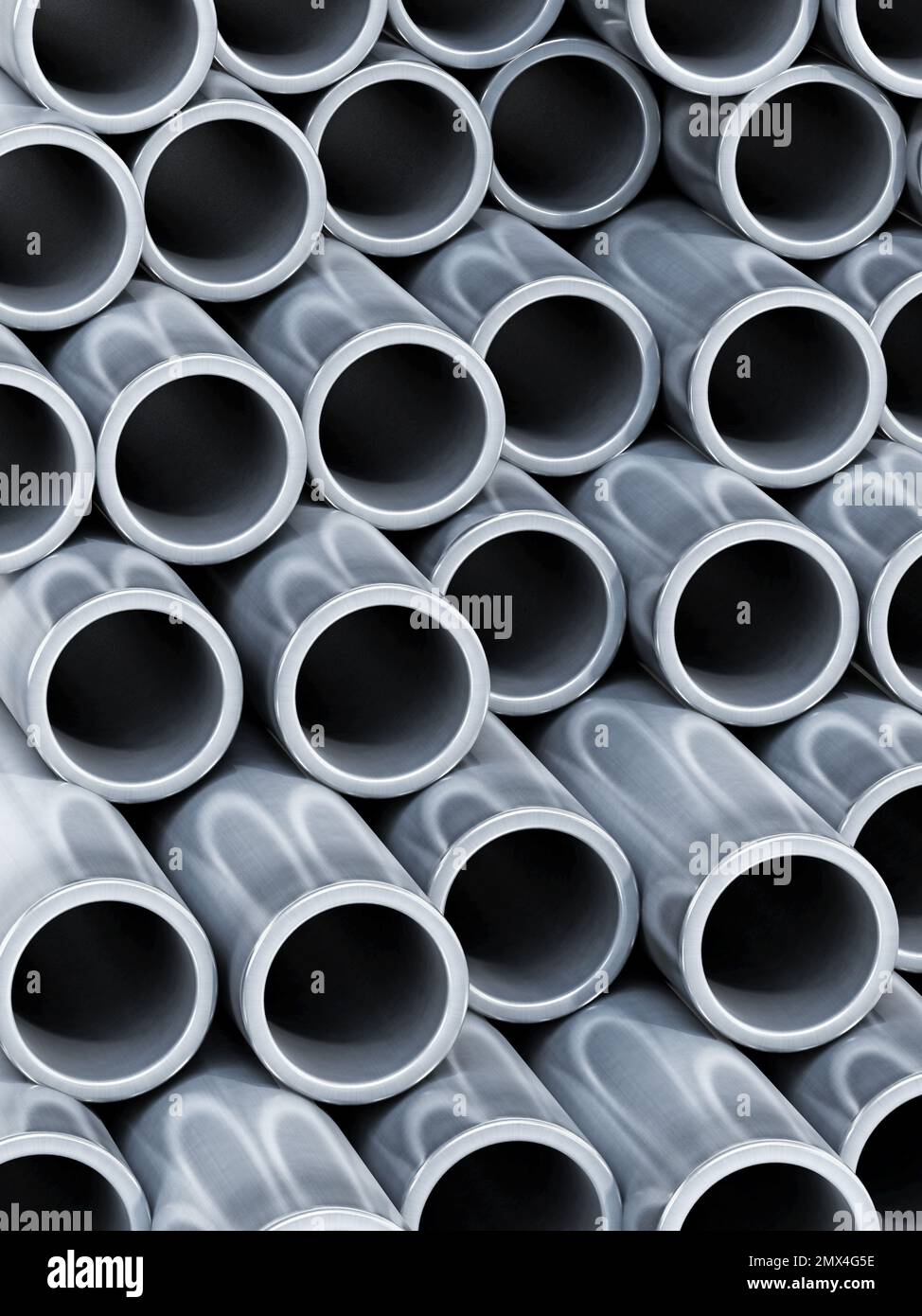 Steel tubes stack. 3D illustration Stock Photo - Alamy
