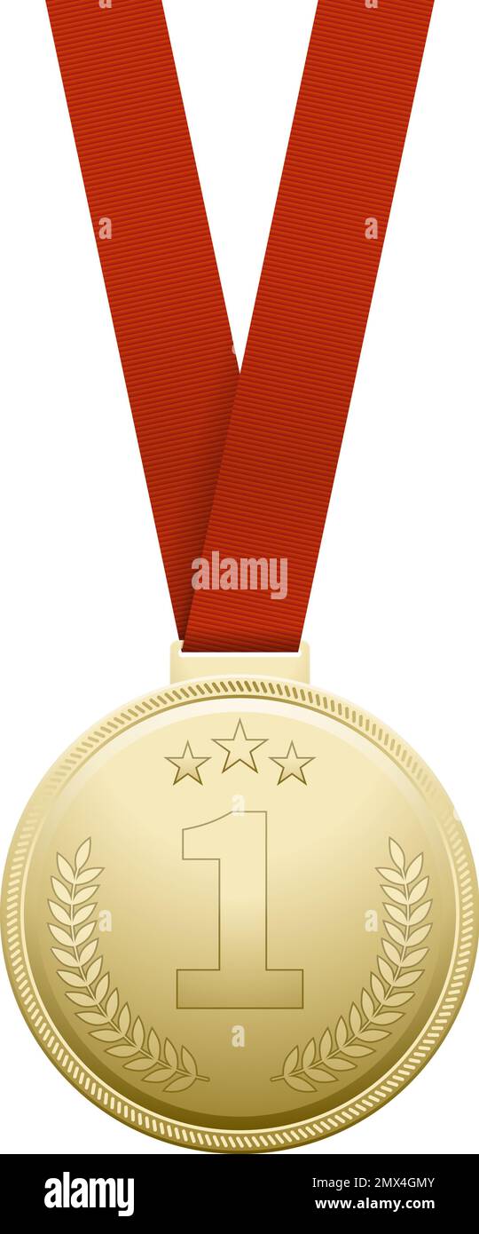 Champion medal. Golden round award. Sport trophy Stock Vector Image ...