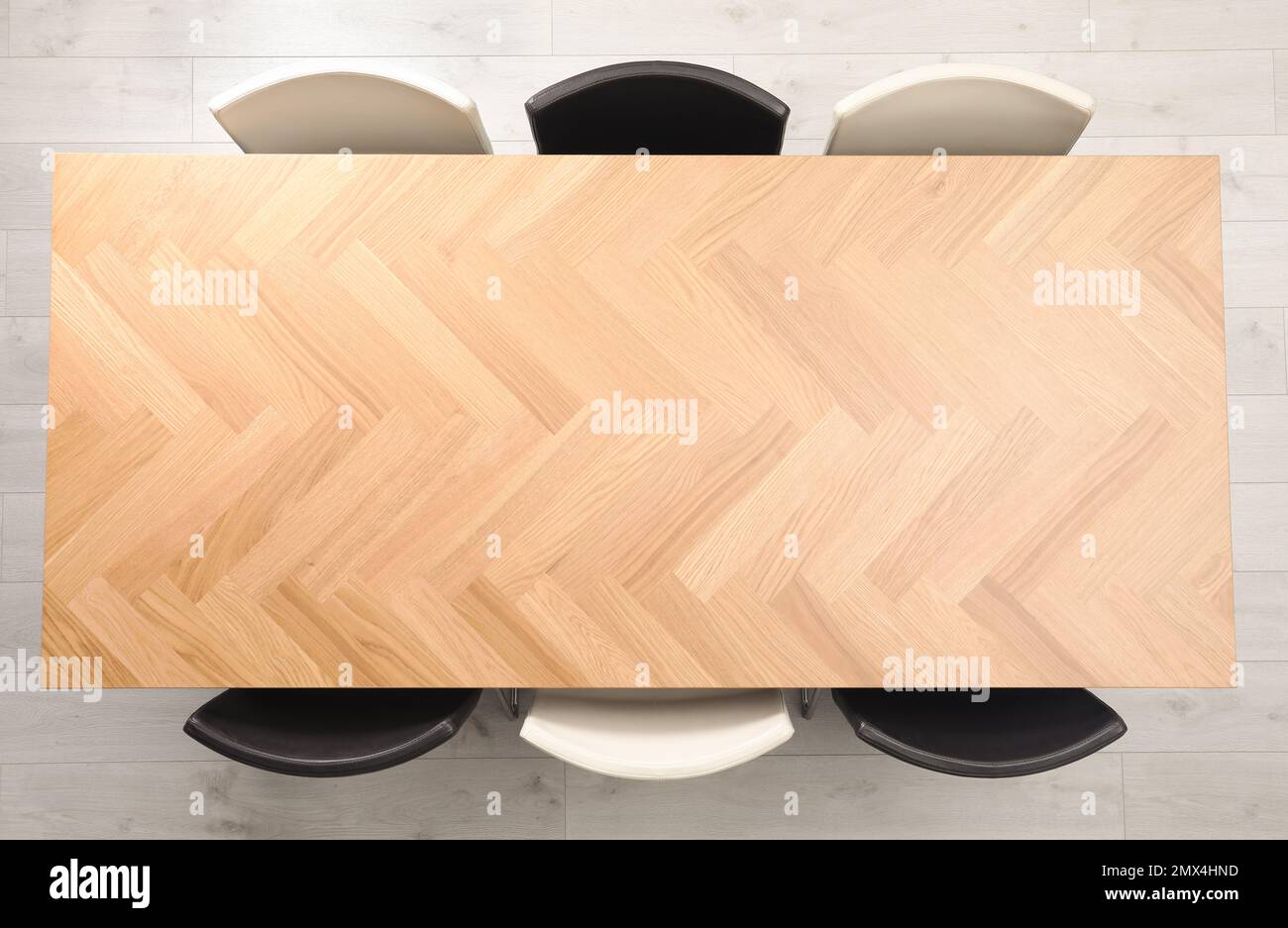 Modern office table with chairs, top view Stock Photo - Alamy