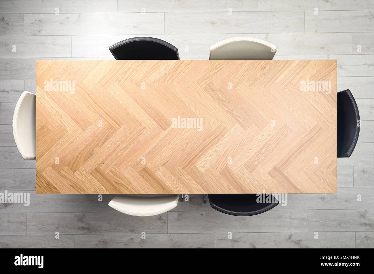 Modern office table with chairs, top view Stock Photo - Alamy