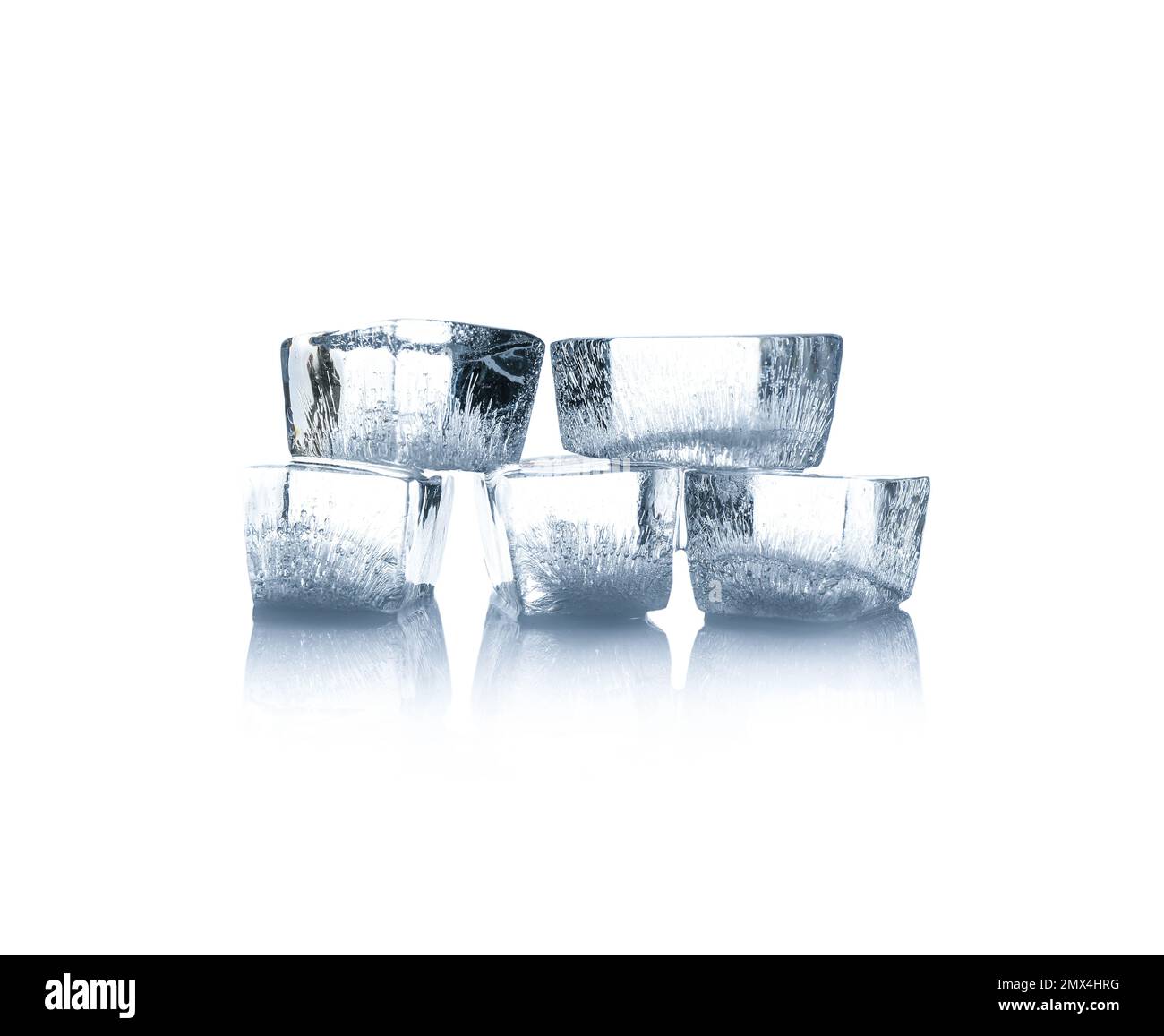 Crystal clear ice cubes isolated on white Stock Photo - Alamy