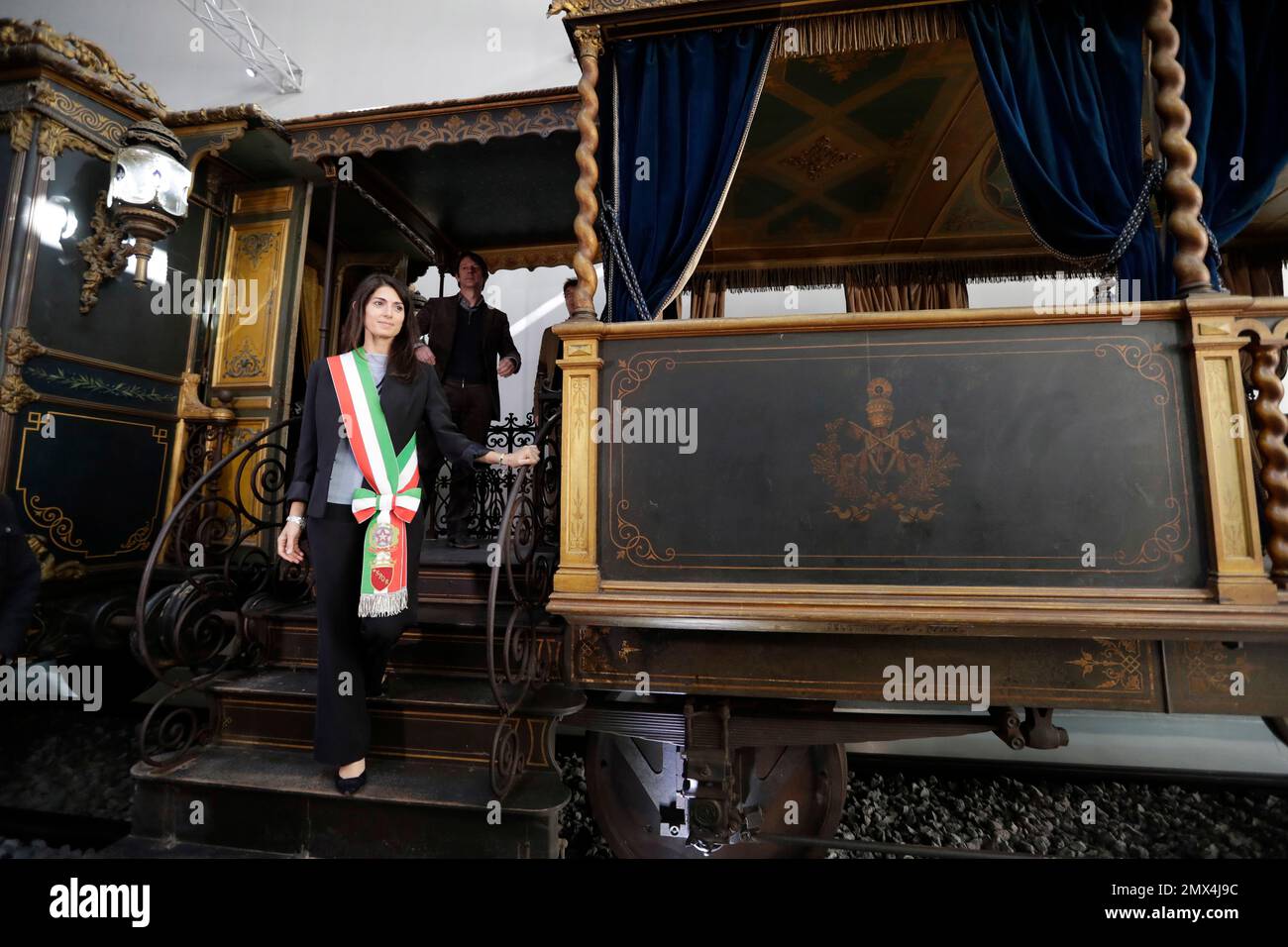 Rome's mayor Virginia Raggi, center, followed by head of cultural ...