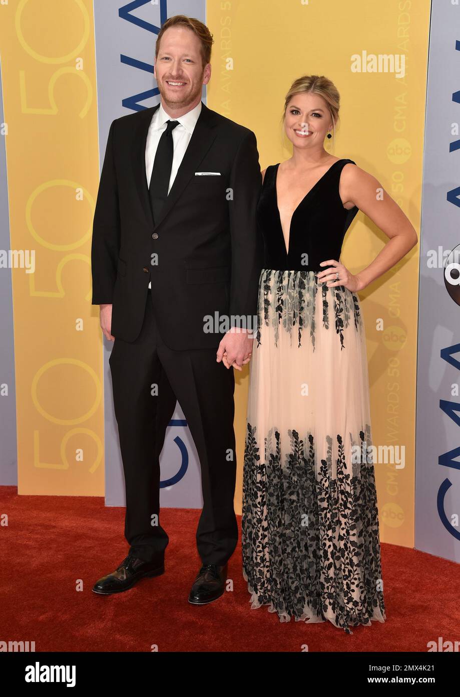 Barrett Baber, left, and Sarah Baber arrive at the 50th annual CMA ...