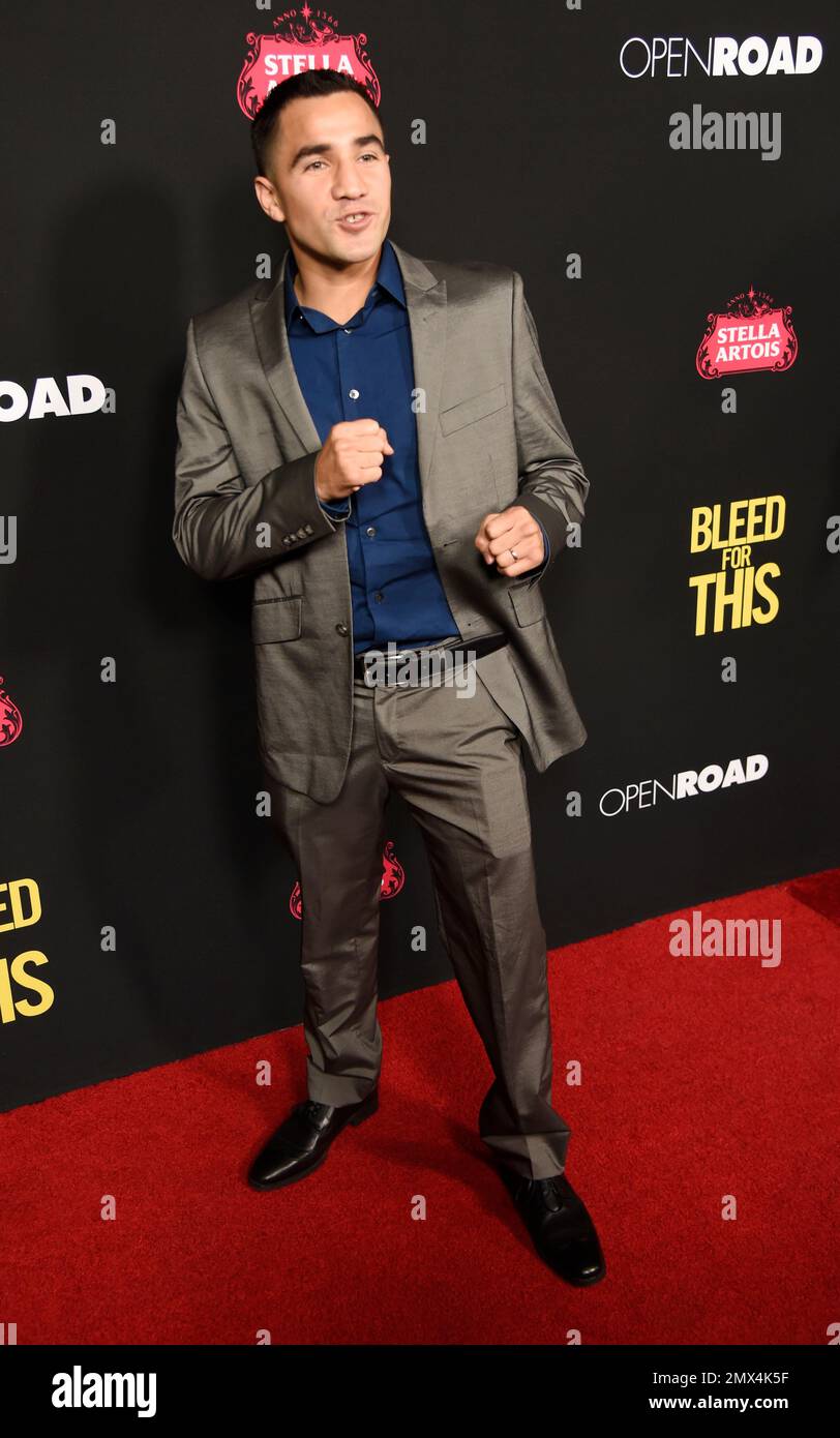 Ronny Rios poses at the premiere of the film "Bleed for This" at the ...