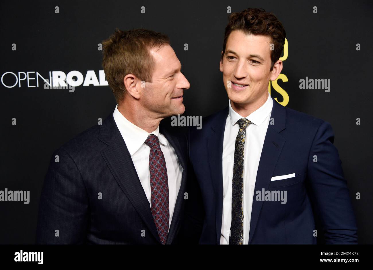 Aaron Eckhart, left, and Miles Teller, cast members in "Bleed for This ...