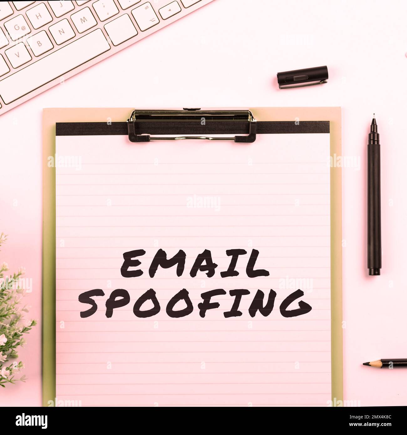 Text caption presenting Email Spoofing. Business idea secure the access ...