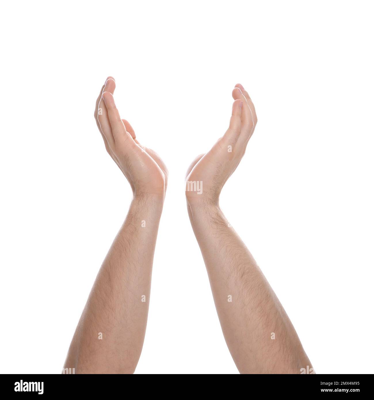 Man extending hands on white background, closeup Stock Photo - Alamy
