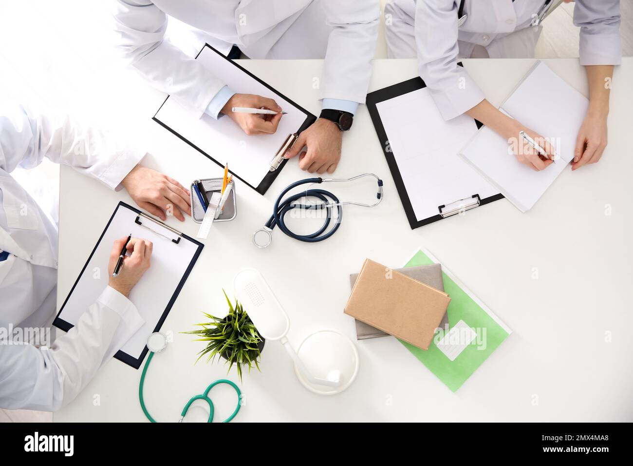 Top view doctors desk in hi-res stock photography and images - Alamy