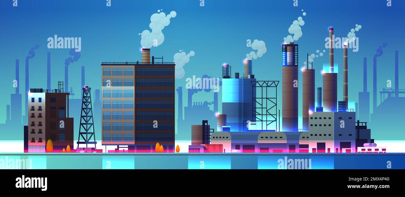 energy generation plant with chimneys electricity production industrial ...