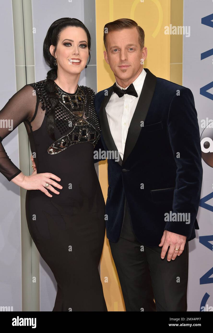 Shawna Thompson, left, and Keifer Thompson of Thompson Square arrive at ...