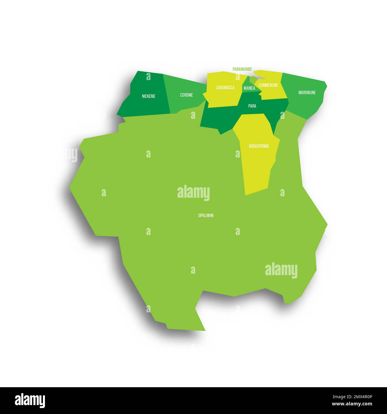 Suriname political map of administrative divisions Stock Vector Image ...