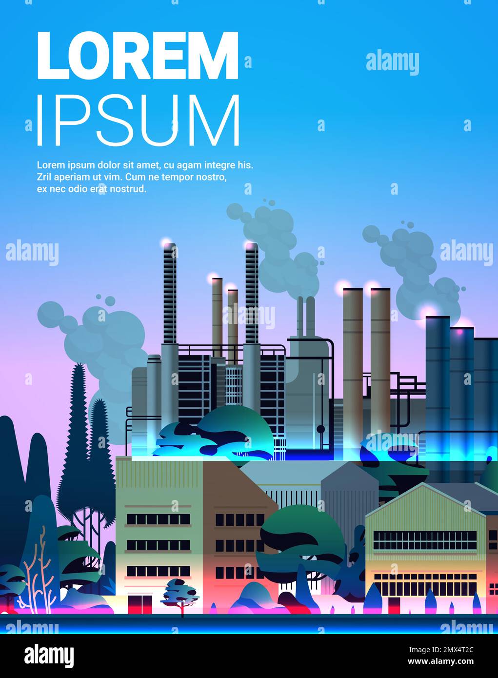 energy generation plant with chimneys electricity production industrial ...