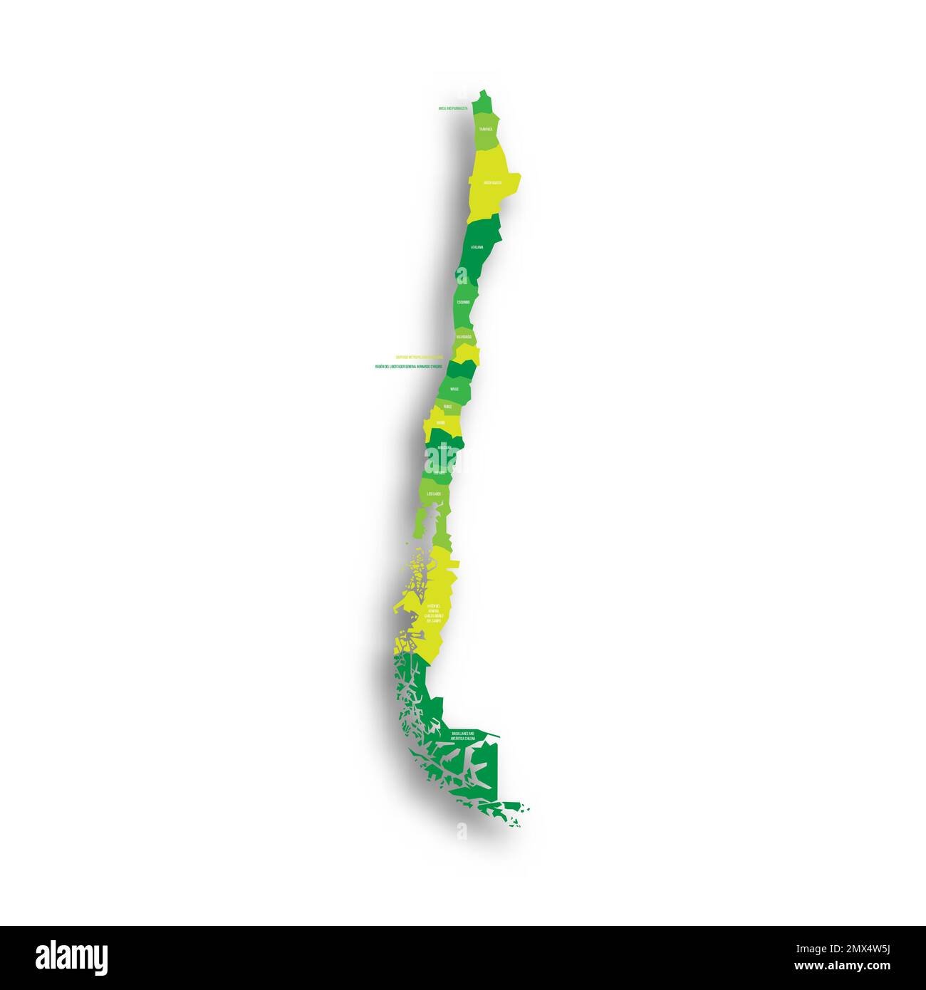 Chile political map of administrative divisions Stock Vector Image ...