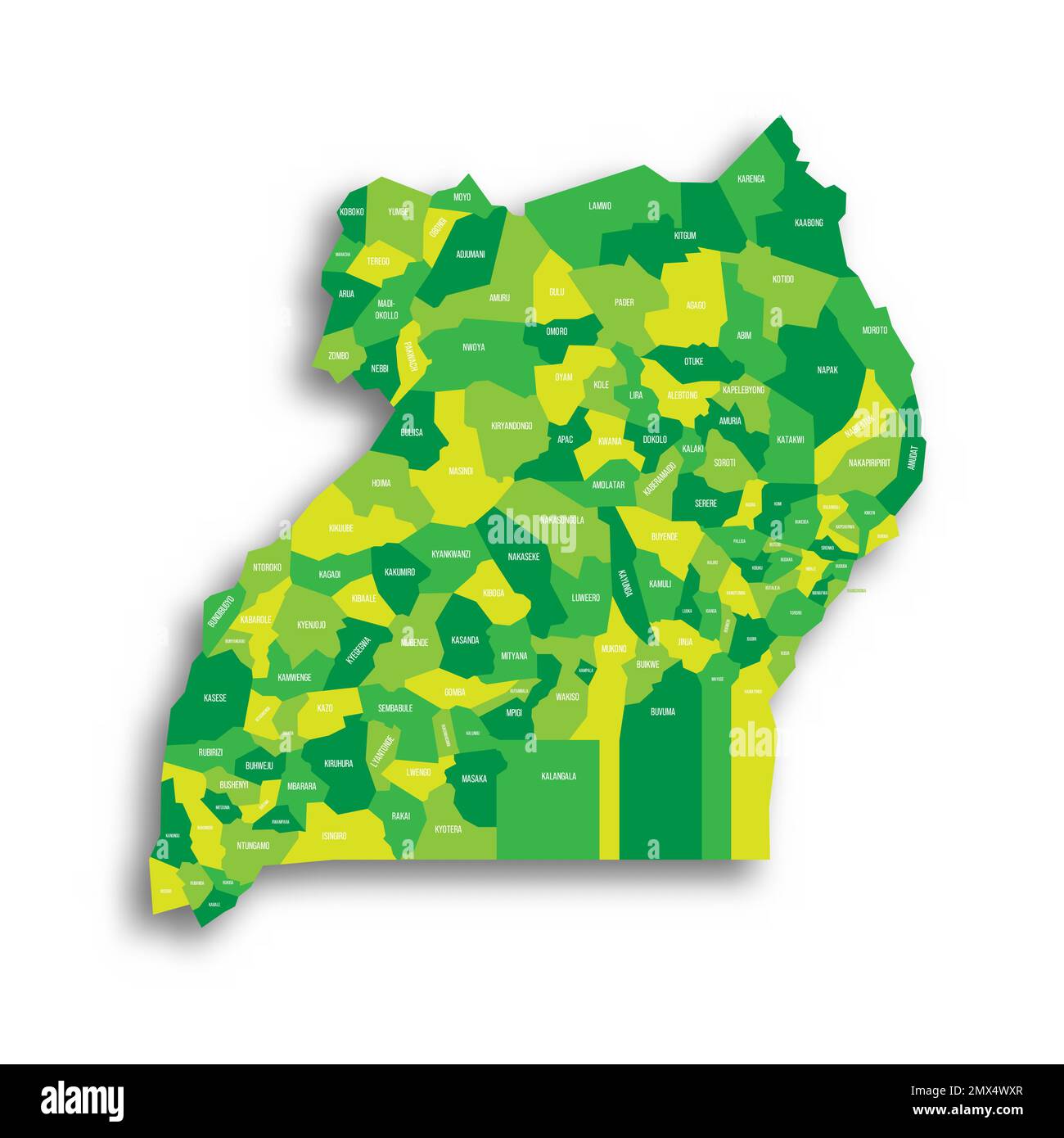 Uganda political map of administrative divisions Stock Vector Image ...
