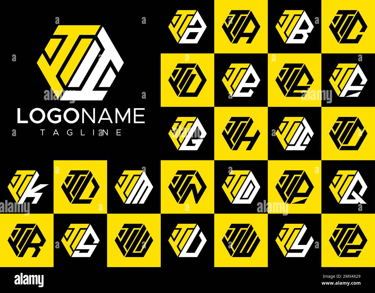 Set of hexagon I letter logo design. Modern letter I logo template ...