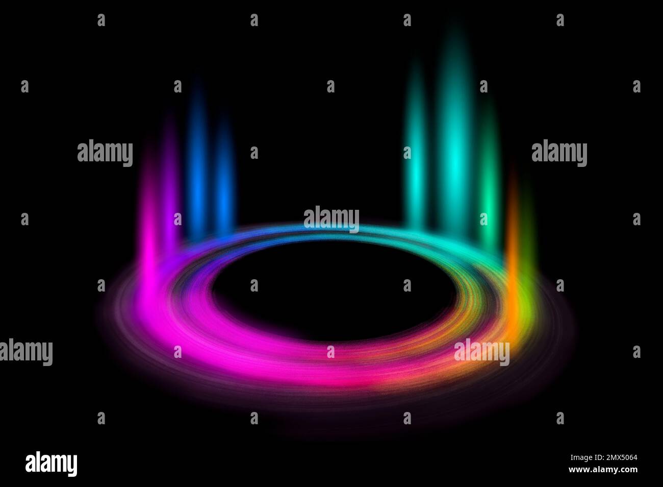colorful circle frame circle light frame on black background Stock ...