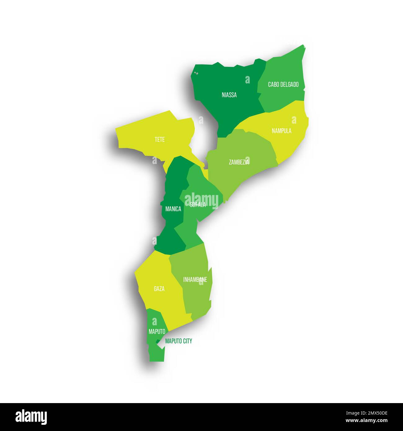 Mozambique political map of administrative divisions Stock Vector Image ...