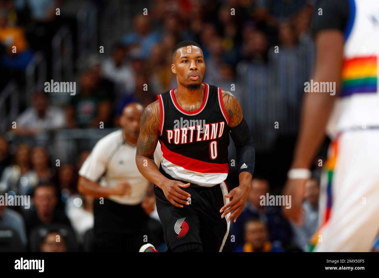 Portland Trail Blazers guard Damian Lillard (0) in the first half of an ...