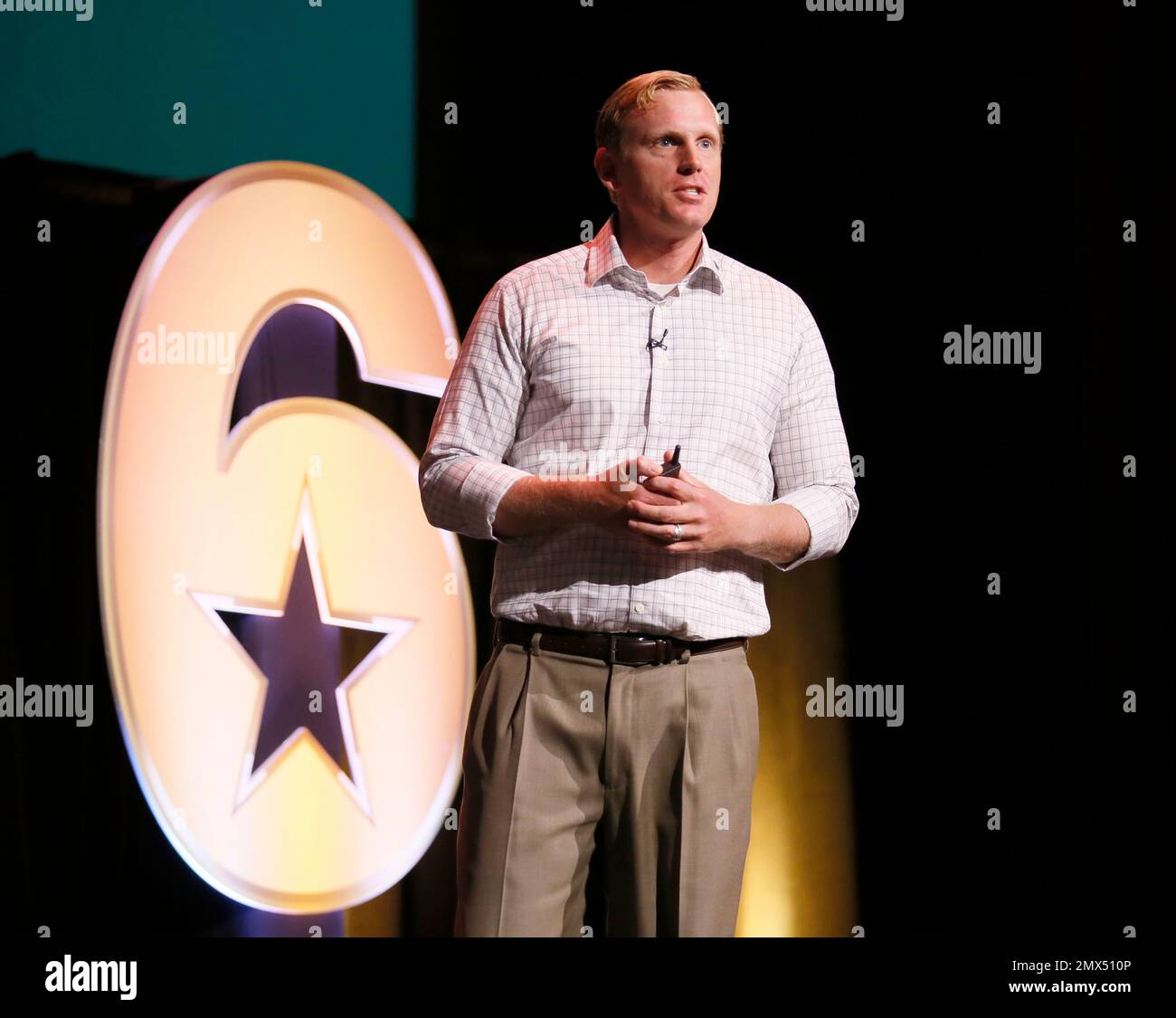 Colin Archipley speaks at the Got Your 6 "Storytellers" event, in ...