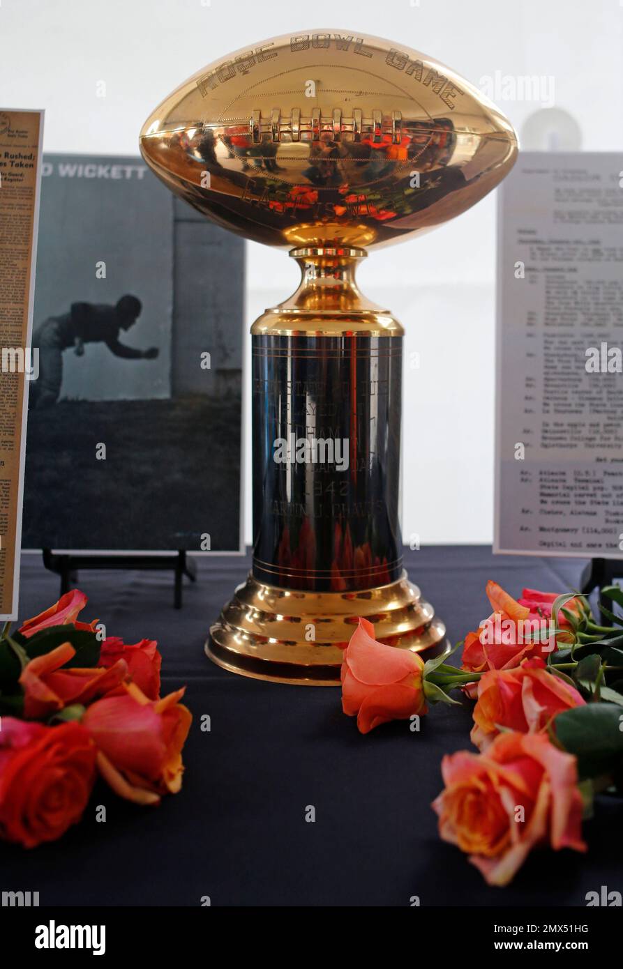 Oregon State's 1942 Rose Bowl trophy on display before an NCAA college ...