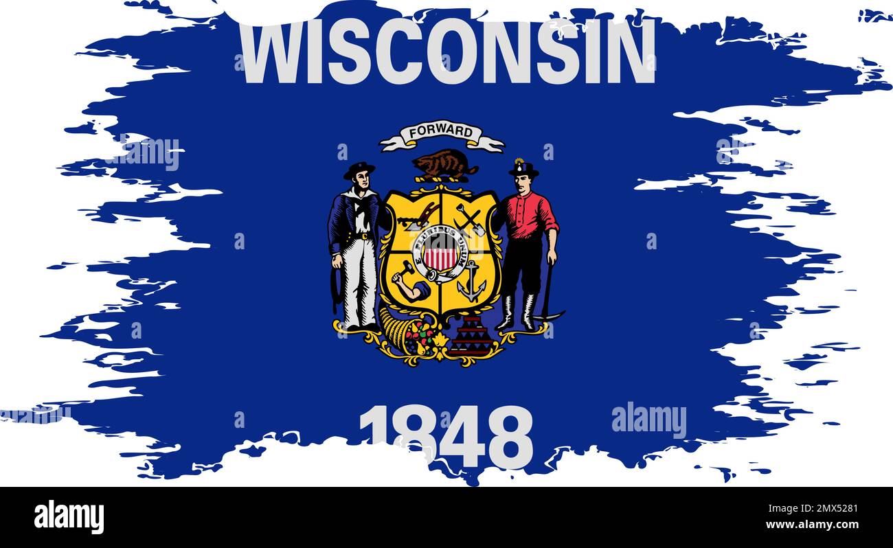 Wisconsin US flag grunge brush color image, vector Stock Vector Image ...