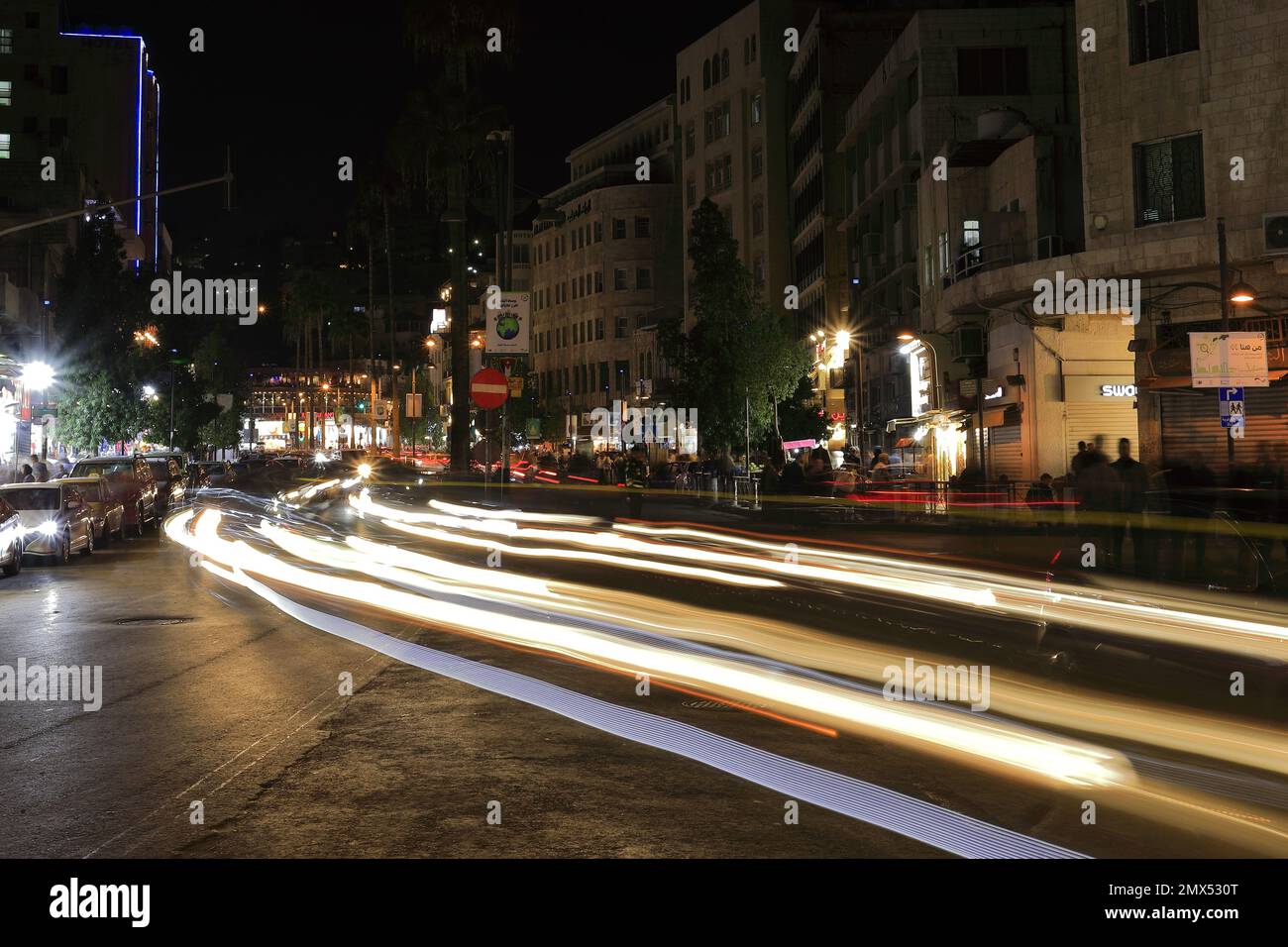 Traffic trails in Downtown Amman City, Jordan, Middle East Stock Photo ...