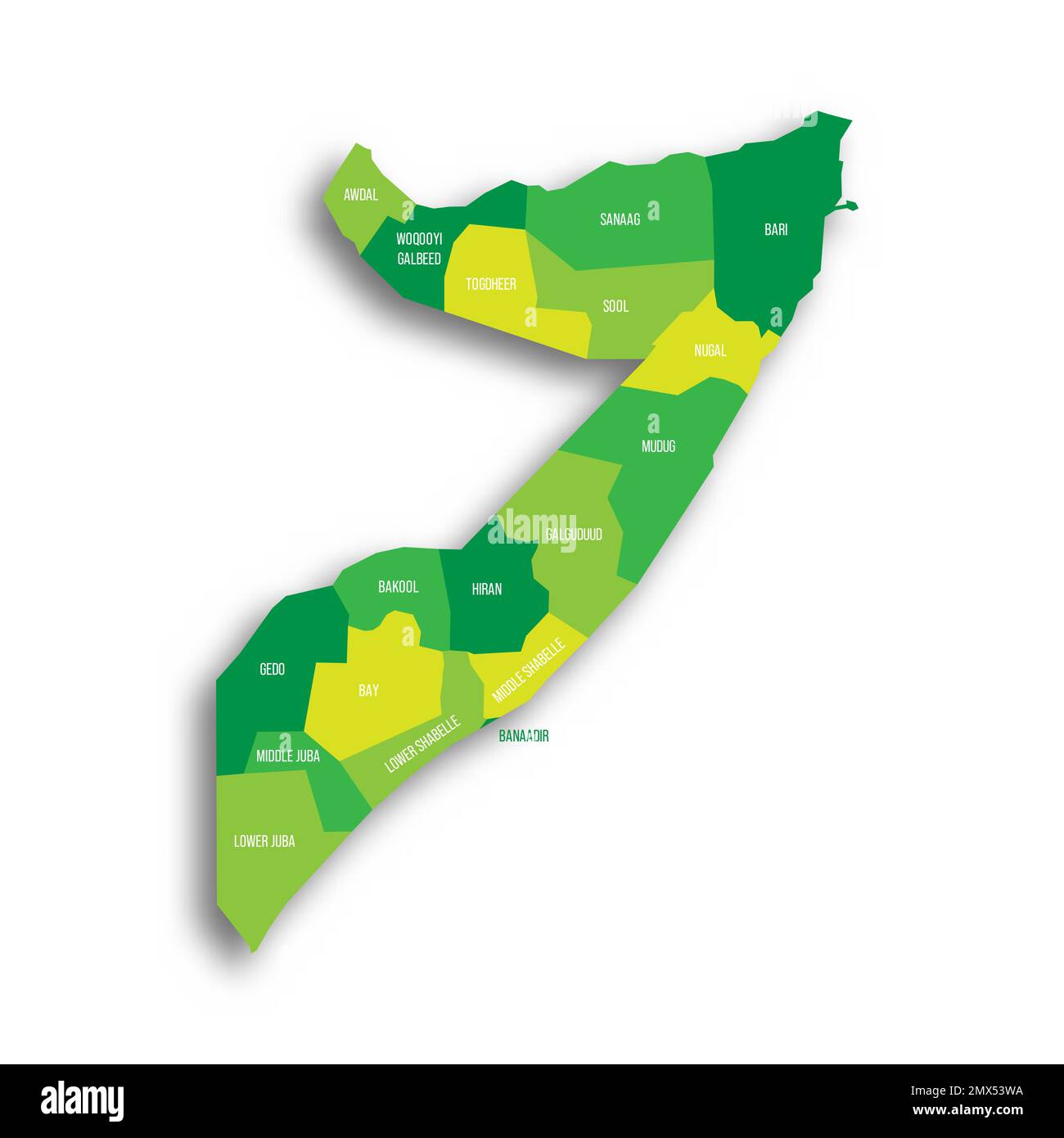 Somalia political map of administrative divisions Stock Vector Image ...