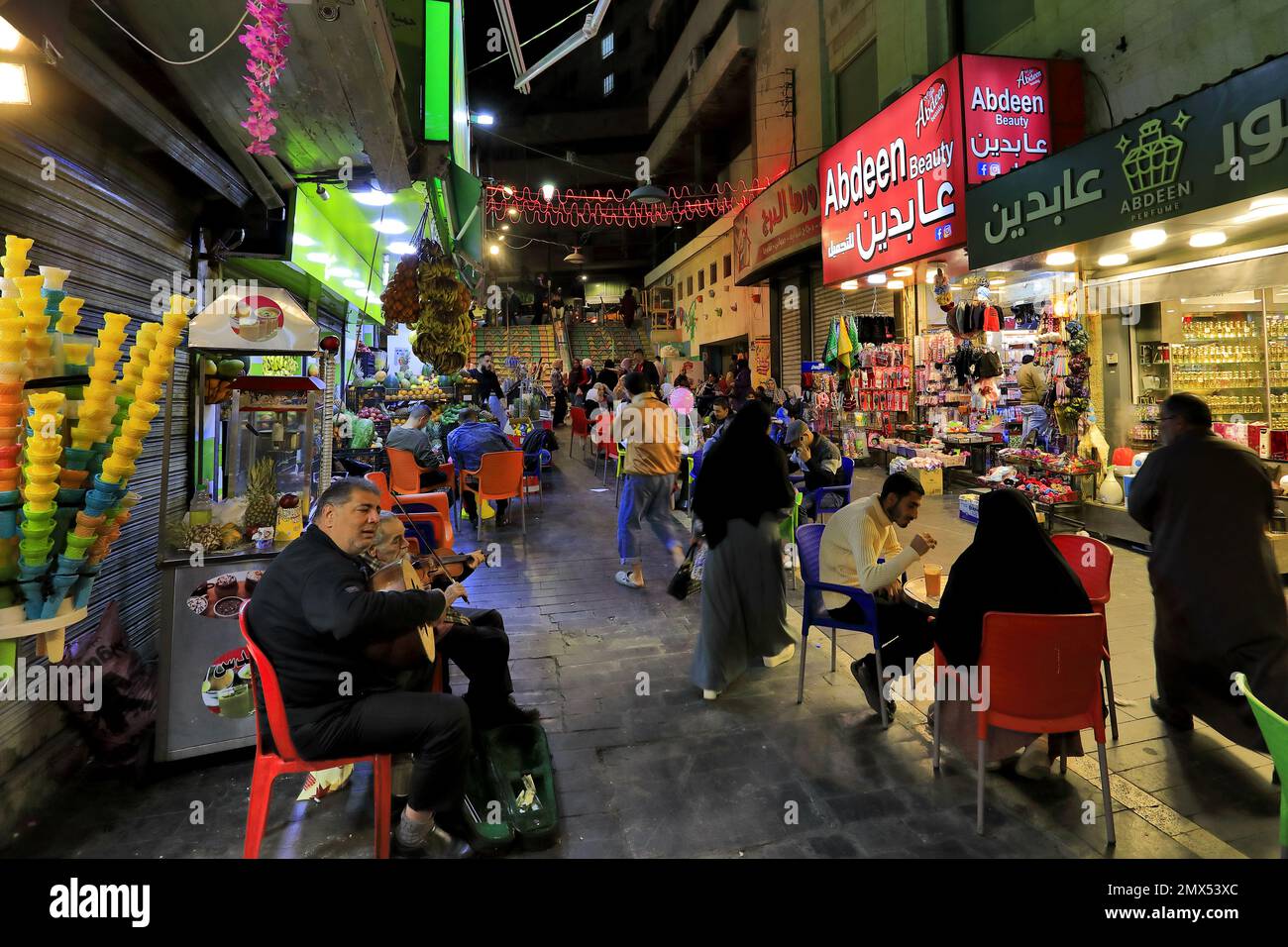 A cafe scene in Downtown Amman City, Jordan, Middle East Stock Photo ...