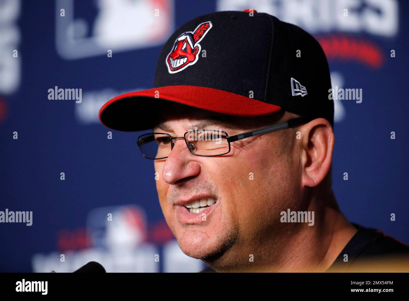 Cleveland Indians manager Terry Francona talks during a news conference ...