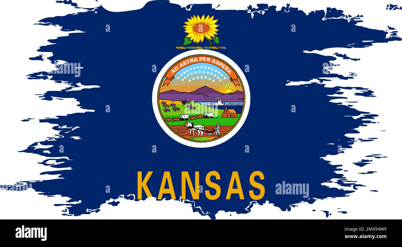 Kansas US flag grunge brush color image, vector Stock Vector Image ...