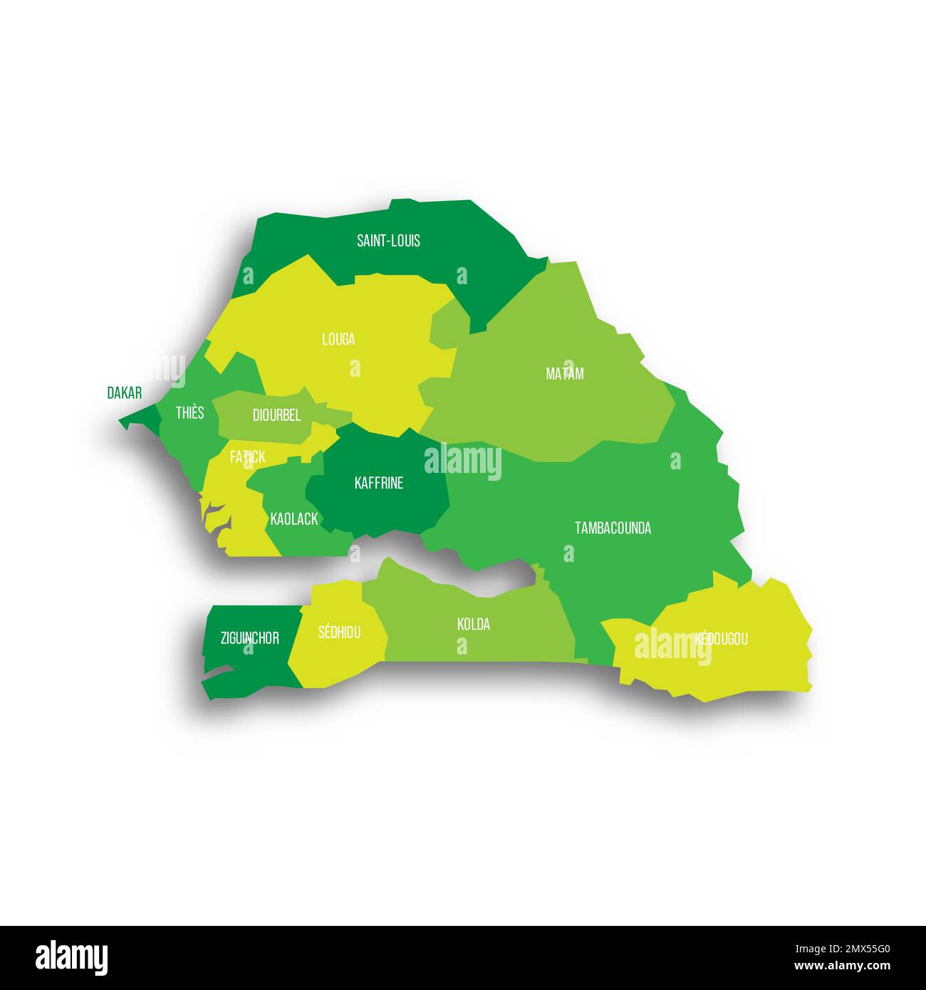 Senegal political map of administrative divisions Stock Vector Image & Art - Alamy